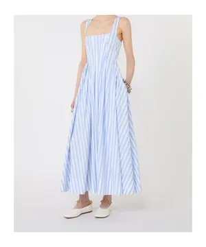 Sportmax Sleeveless Square Neck Maxi Dress With Pleats And Slits