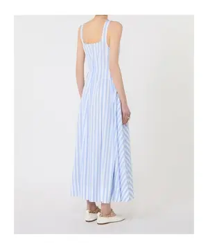 Sportmax Sleeveless Square Neck Maxi Dress With Pleats And Slits