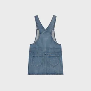 Celine Union Wash Denim Dungaree Mini Dress