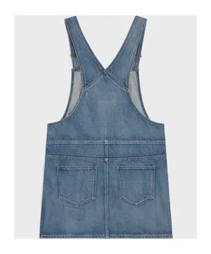 Celine Union Wash Denim Dungaree Mini Dress