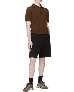 ENTIRE STUDIOS Elastic Waist Drawstring Shorts - Black