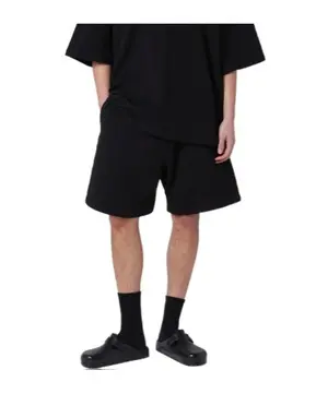 ENTIRE STUDIOS Elastic Waist Drawstring Shorts - Black