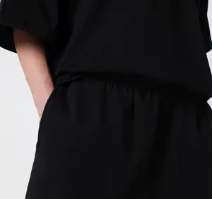 ENTIRE STUDIOS Elastic Waist Drawstring Shorts - Black