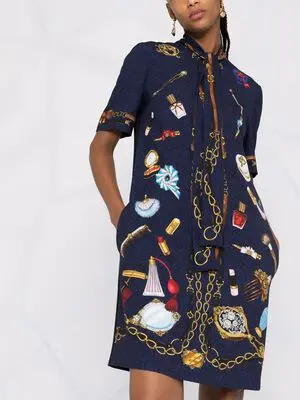 Moschino Short Sleeve Fantasy Print Dress
