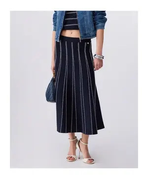 Liu Jo Striped Knit Midi Skirt