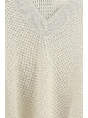 Brunello Cucinelli V-neck Mesh Knit Sweater