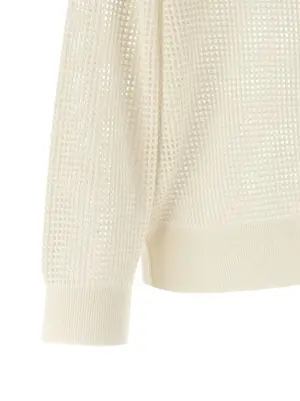 Brunello Cucinelli V-neck Mesh Knit Sweater