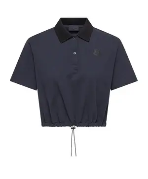 Moncler Cropped Polo Shirt With Drawstring Hem