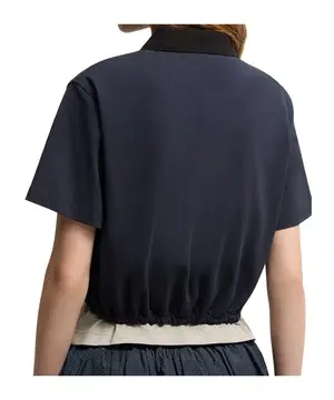 Moncler Cropped Polo Shirt With Drawstring Hem