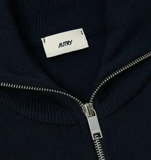 AUTRY Zip-up Sweatshirt With Contrast Stripes - Black