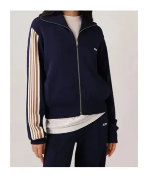 AUTRY Zip-up Sweatshirt With Contrast Stripes - Black