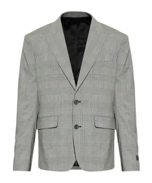 Balmain Checked Pattern Single Breasted Blazer - Gray