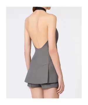 Max Mara Cali Halterneck Sleeveless Blazer - Medium Gray