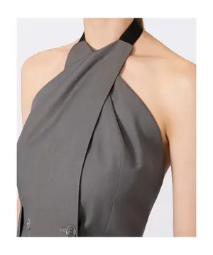 Max Mara Cali Halterneck Sleeveless Blazer - Medium Gray