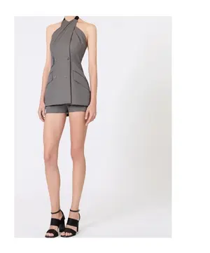 Max Mara Cali Halterneck Sleeveless Blazer - Medium Gray