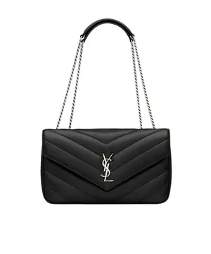 Saint Laurent Loulou Foldover Top Medium Shoulder Bag - Black