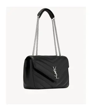 Saint Laurent Loulou Foldover Top Medium Shoulder Bag - Black