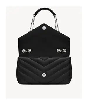 Saint Laurent Loulou Foldover Top Medium Shoulder Bag - Black