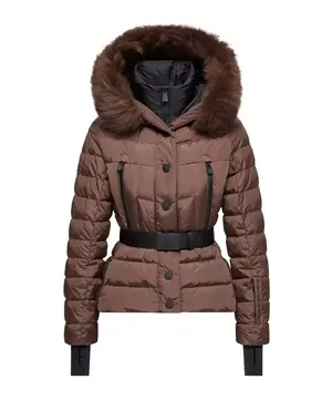 Moncler Beverley Down Jacket With Removable Fur Hood - Brown