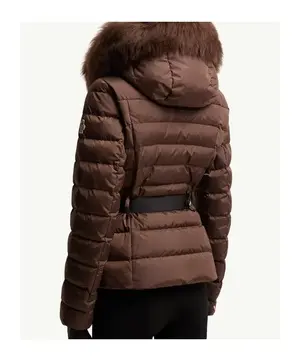 Moncler Beverley Down Jacket With Removable Fur Hood - Brown