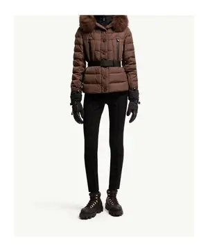 Moncler Beverley Down Jacket With Removable Fur Hood - Brown