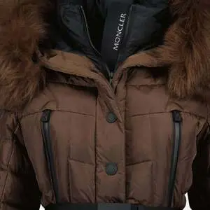 Moncler Beverley Down Jacket With Removable Fur Hood - Brown