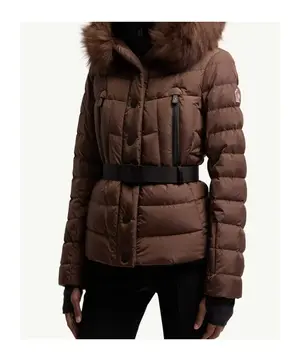 Moncler Beverley Down Jacket With Removable Fur Hood - Brown
