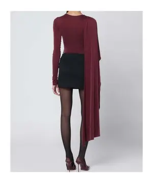 Andamane Draped Long-sleeved Bodysuit - Red