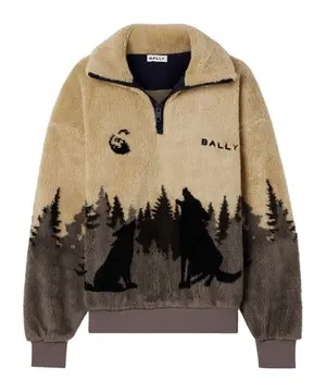 Bally Printed Fleece Half-zip Jacket - Black