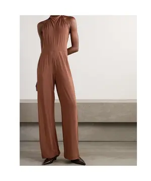 Max Mara Halter Neck Jumpsuit With Cinched Waist - Brown
