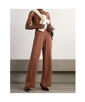 Max Mara Halter Neck Jumpsuit With Cinched Waist - Brown