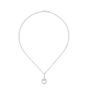 Gucci Horsebit Diamond Pendant Necklace - White