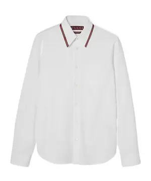 Gucci Web Detailed Long-sleeve Oxford Shirt