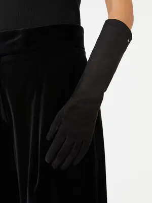 Max Mara Suede Logo Plaque Gloves - Black