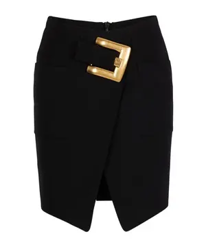 Balmain Belted Mini Skirt With Anthem Buckle