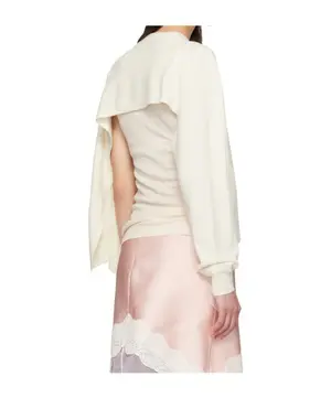 JIL SANDER Asymmetrical One-sleeve Cape Knitwear - Eggshell White
