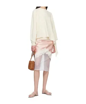 JIL SANDER Asymmetrical One-sleeve Cape Knitwear - Eggshell White