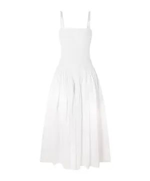 Gabriela Hearst Oriana Open-back Gathered Linen Midi Dress - White