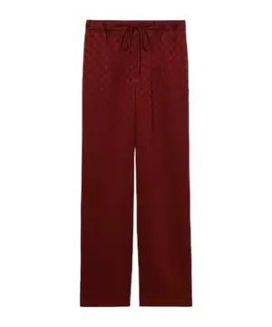 Gucci Gg Monogram Satin Pants - Red