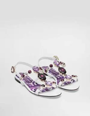 Dolce & Gabbana Embellished Flat Sandals - Multi-color