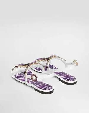 Dolce & Gabbana Embellished Flat Sandals - Multi-color