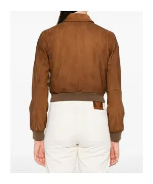 Miu Miu Cropped Suede Jacket - Brown