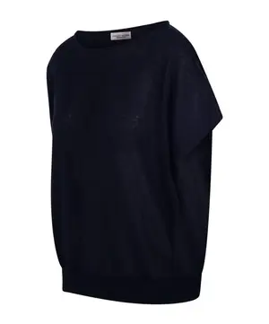ROBERTO COLLINA Boxy Short-sleeve Knitted Top With Roman Trim - Black