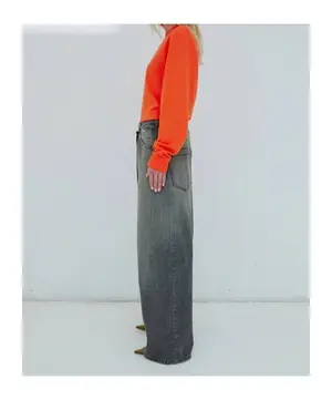 DARKPARK Fold Over Wide Leg Denim Trousers