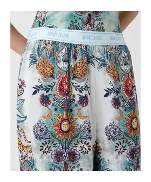 Just Cavalli Printed Wide Leg Pants - Gray