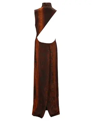 JEAN PAUL GAULTIER Snakeskin Print Cut-out Maxi Dress - Brown