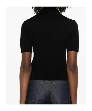 A.p.c. Short Sleeve Knit Polo Top - Black