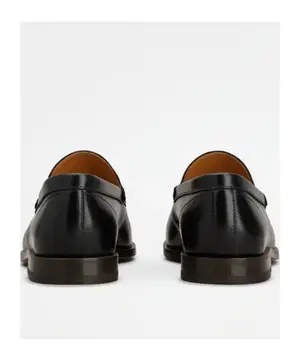 TOD'S Embossed Logo Leather Loafers - Black