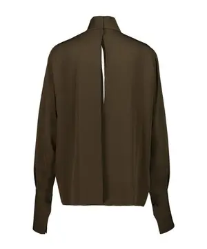 TOM FORD Long Sleeve Satin Blouse With Open Back - Black
