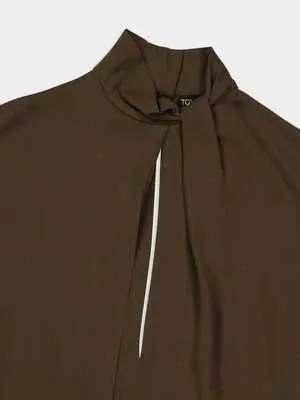 TOM FORD Long Sleeve Satin Blouse With Open Back - Black